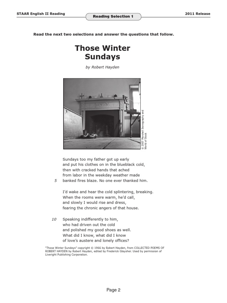 Those Winter Sundays & All My Babies Are Gone Now TX-EOC-English-2 ...