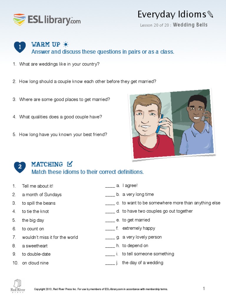 Everyday Idioms : Warm Up | PDF