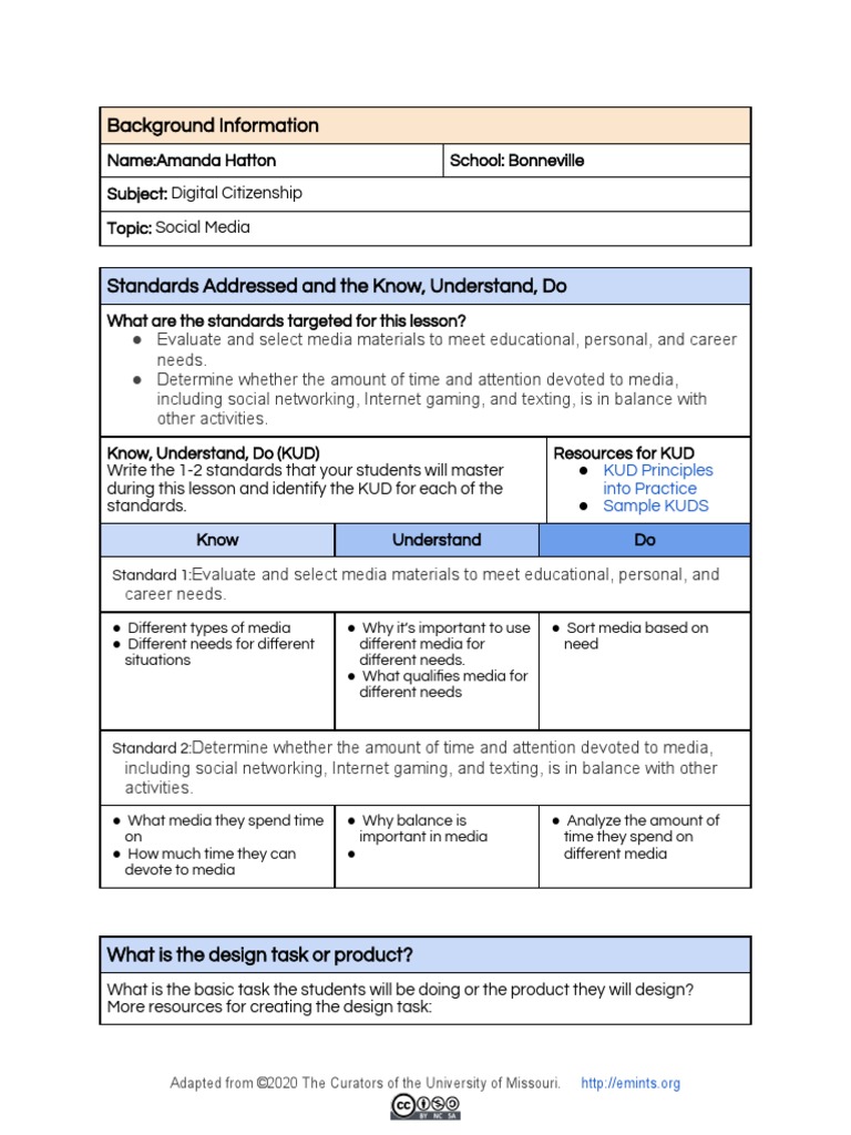 Background Information: KUD Principles Into Practice Sample KUDS | PDF ...