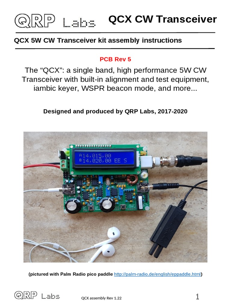 QCX 5W CW Transceiver Kit Assembly Instructions | PDF | Printed Circuit ...