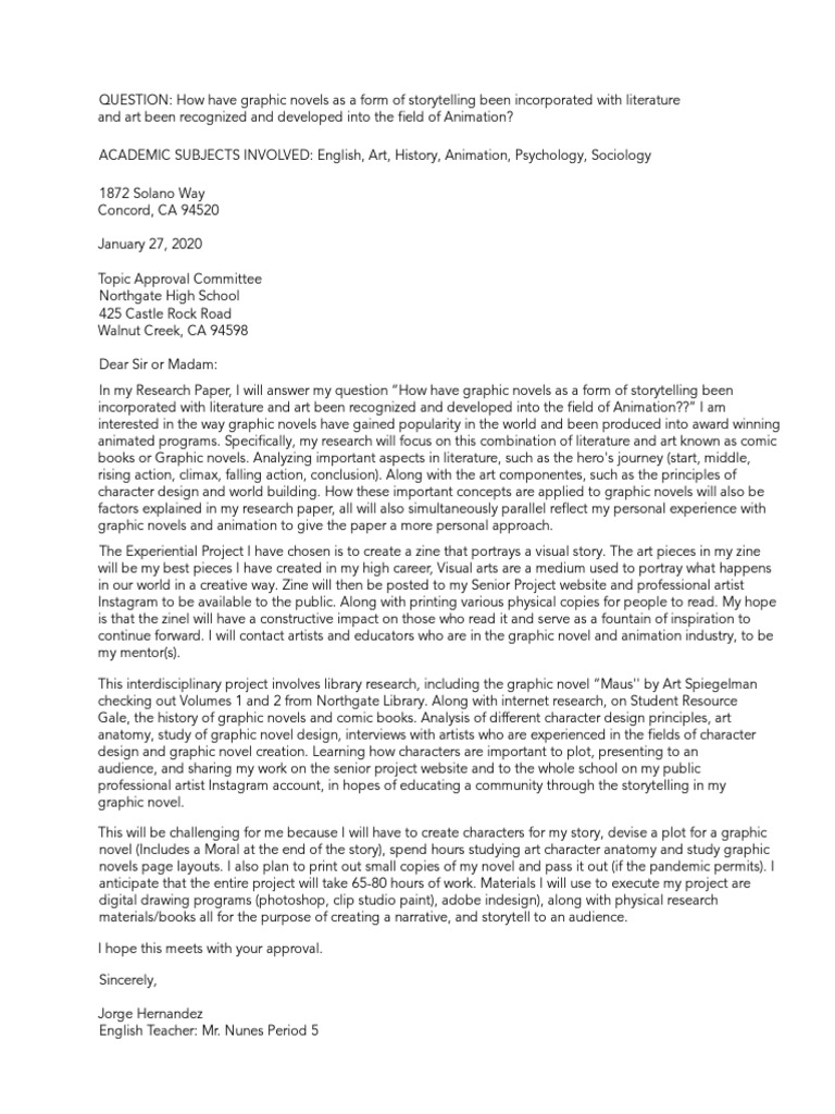 Jorge Hernandez Letter of Intent | PDF | Novels | Books