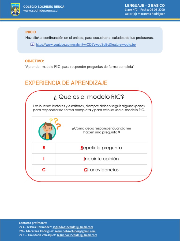 Aprendiendo el Modelo RIC en Lenguaje | PDF | Pedagogía | Aprendizaje