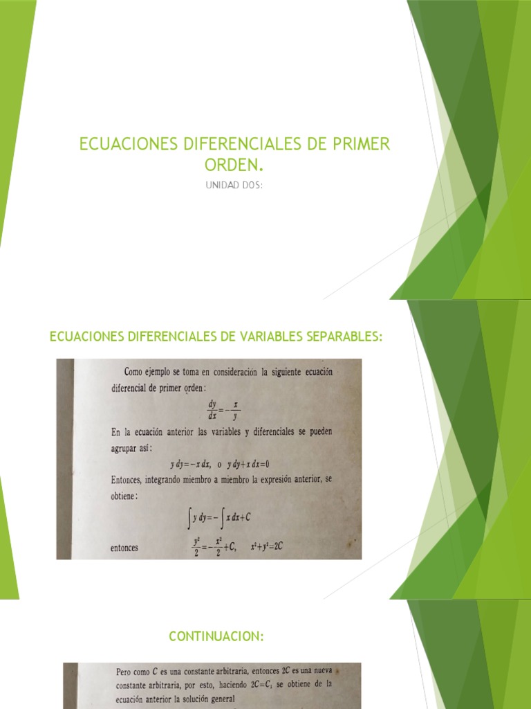 Ecuaciones Diferenciales de Primer Orden | PDF