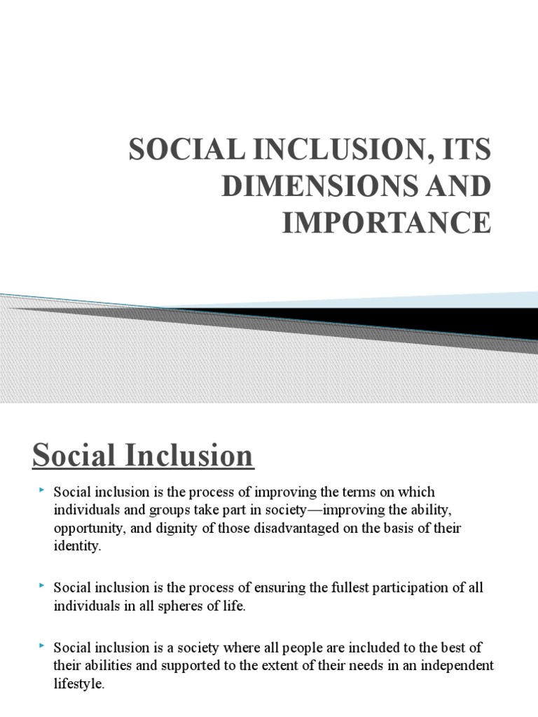 Social Inclusion, Its Dimensions and Importance | PDF | Social ...