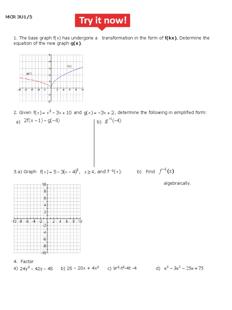MCR 3u1 Exam Review (Try This!) (2021) | PDF | Teaching Methods & Materials