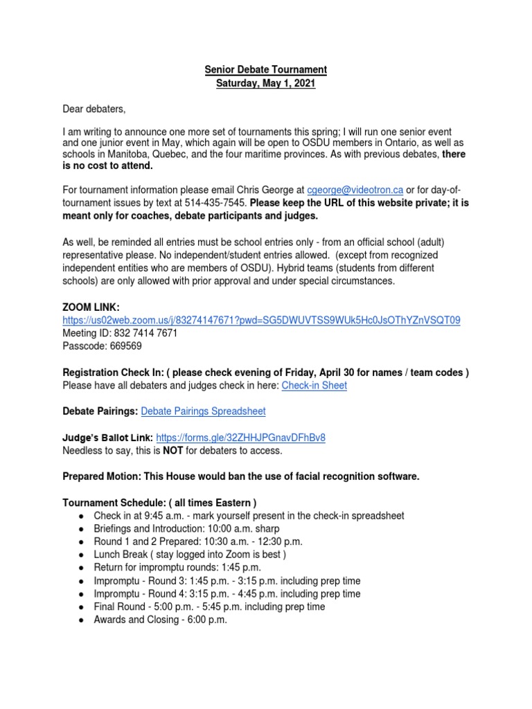 00-OSDU - Senior - Tournament - May 1 | PDF | Computing And Information ...