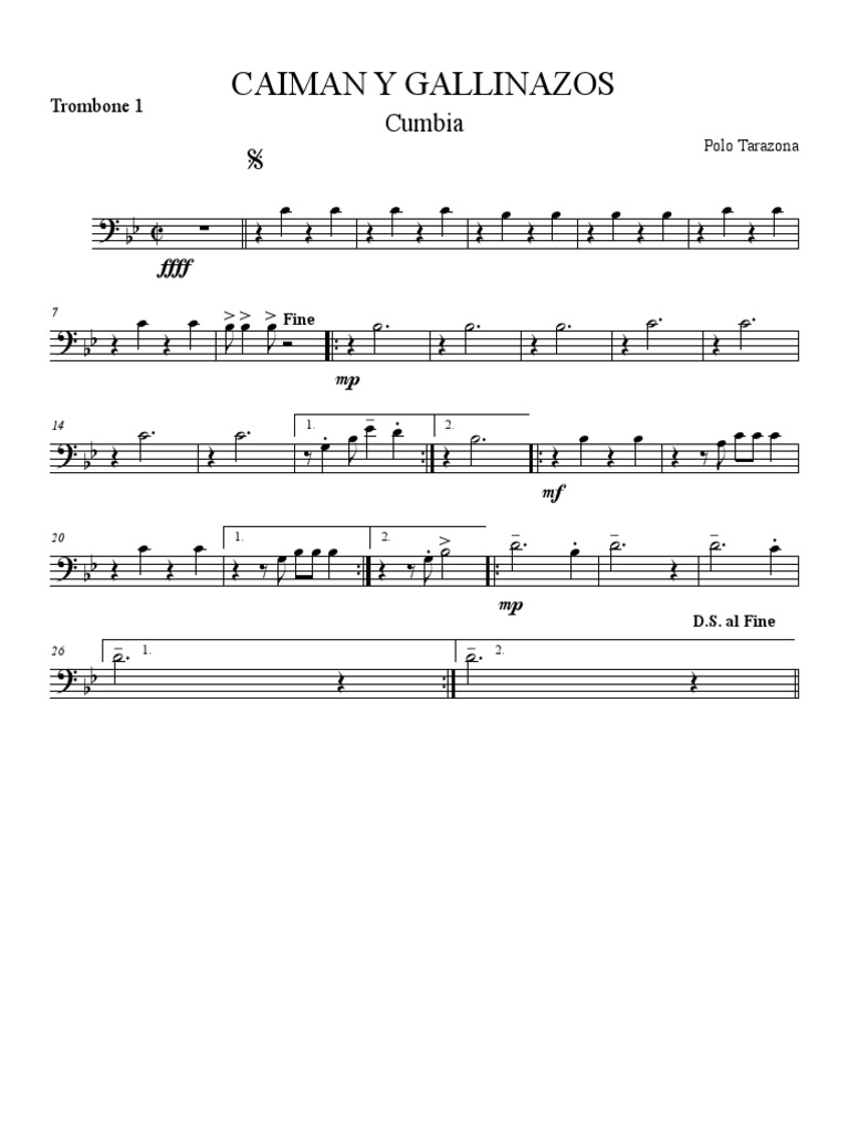 Caiman y Gallinazos Sabanalargax - Trombone 1 | PDF