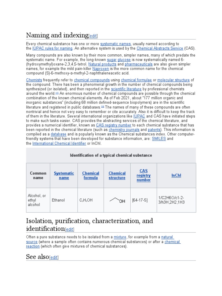 Naming and Indexing: Identification of A Typical Chemical Substance ...