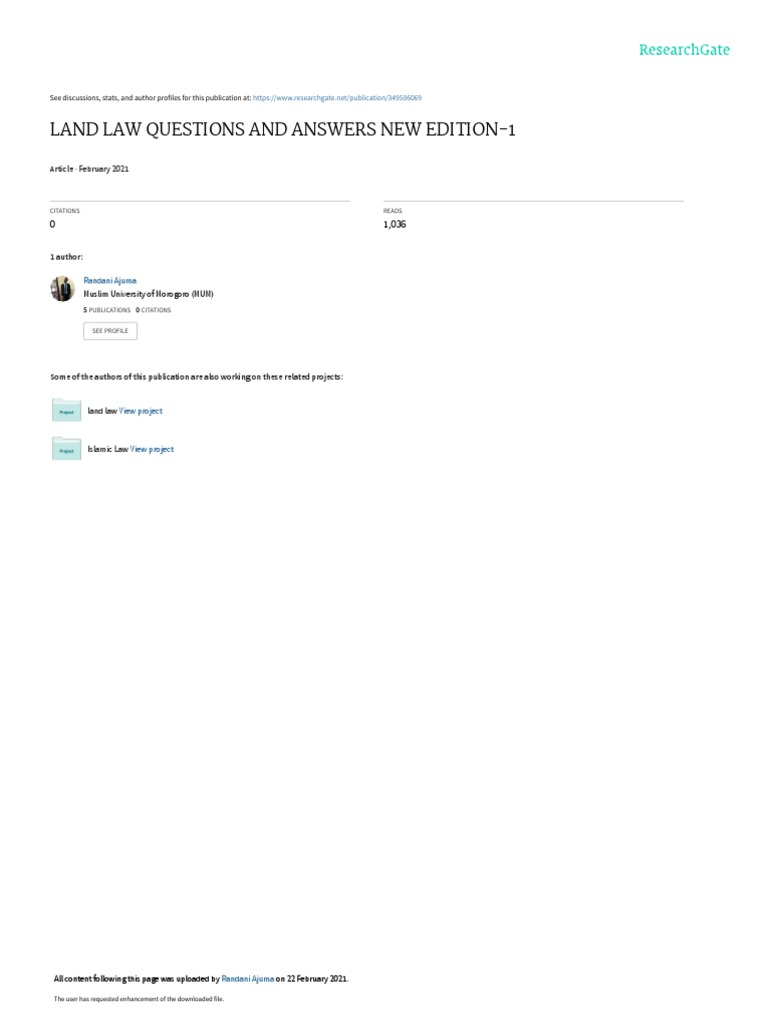 Land Law Questions and Answers New Edition-1: February 2021 | PDF