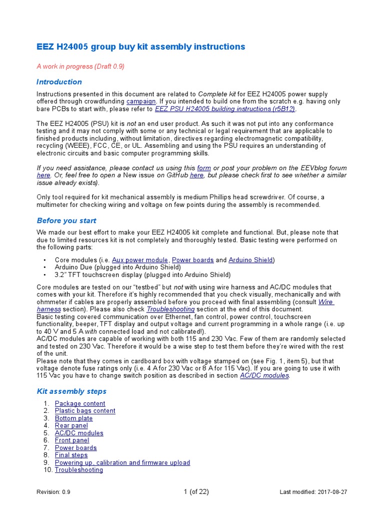 Complete Kit Assembly Instructions | PDF | Power Supply | Electrical ...
