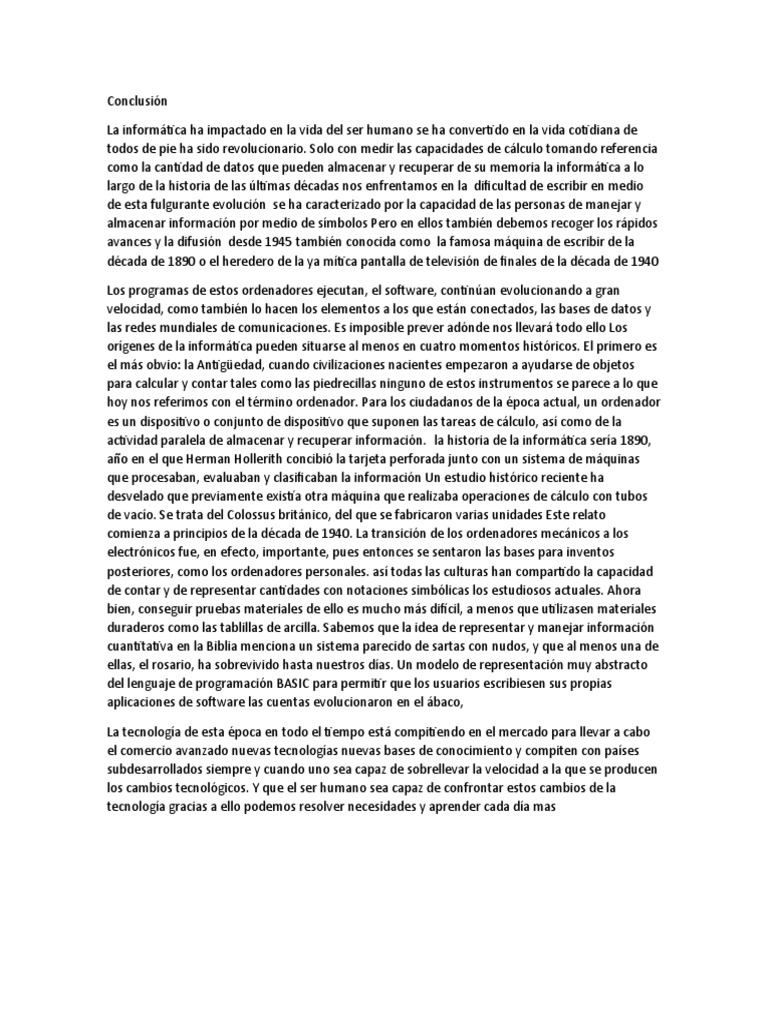 Conclusión Sistemas | PDF | Informática | Almacenamiento de datos de la ...