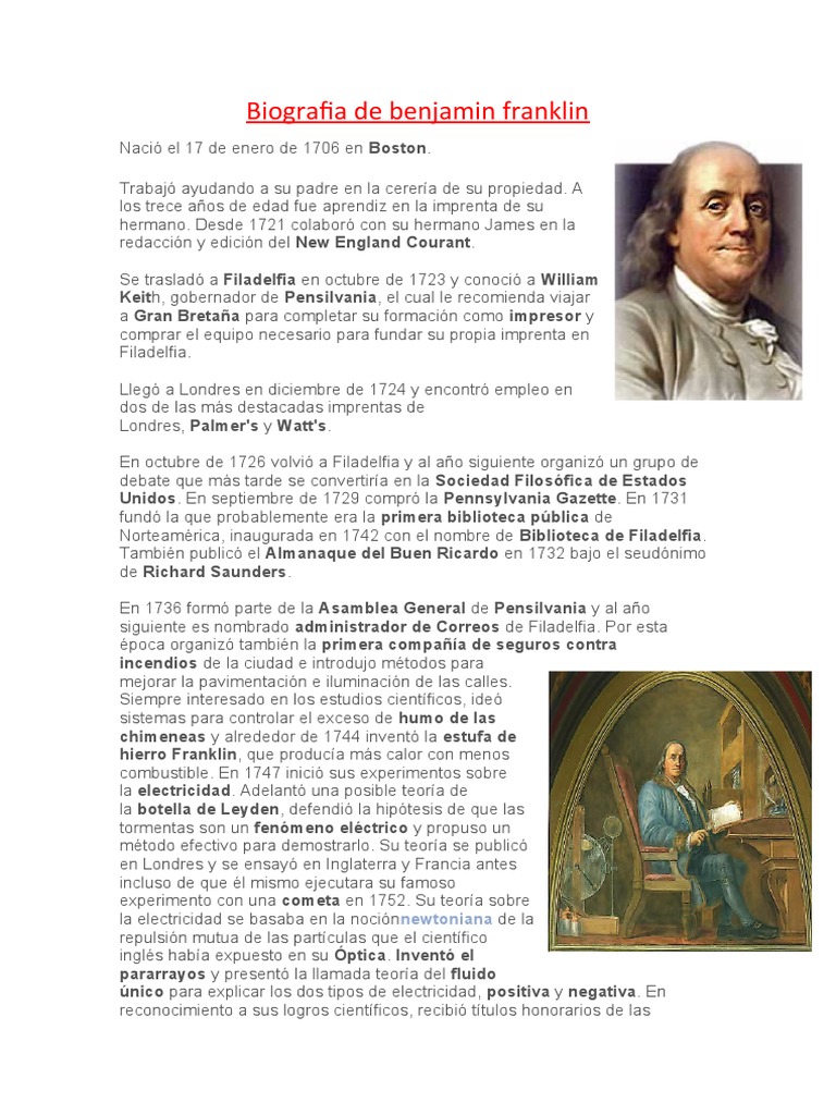 Biografia de Benjamin Franklin | PDF | Benjamin Franklin | Parlamento