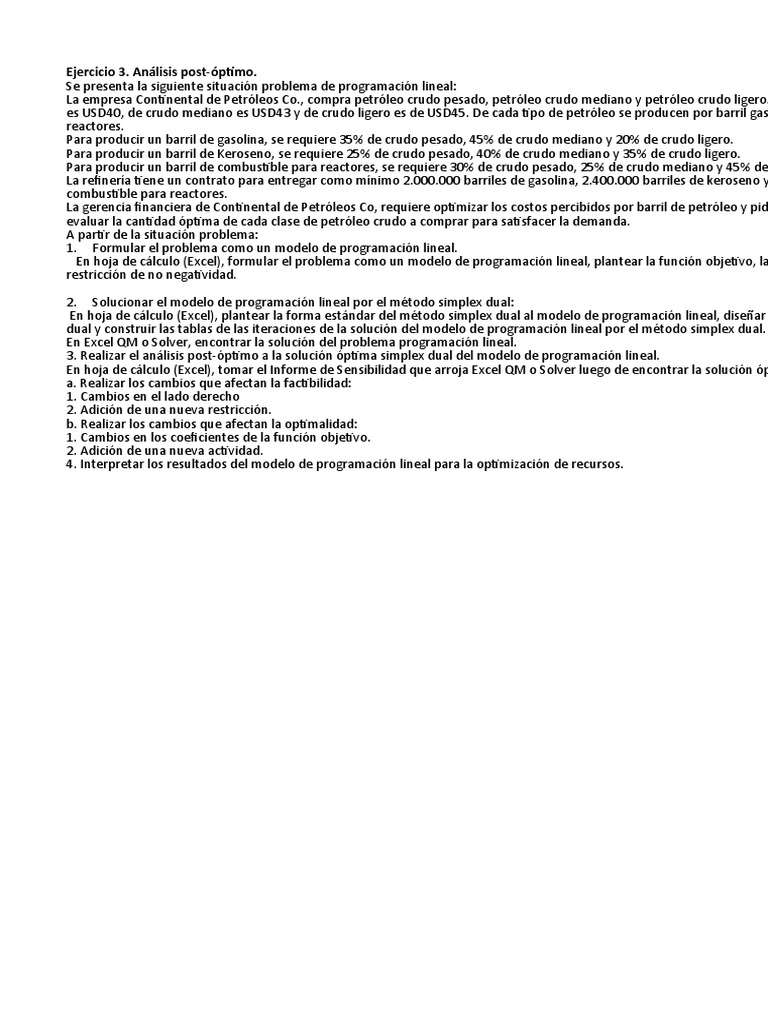 Ejercicio 3 | PDF | Programación lineal | Petróleo