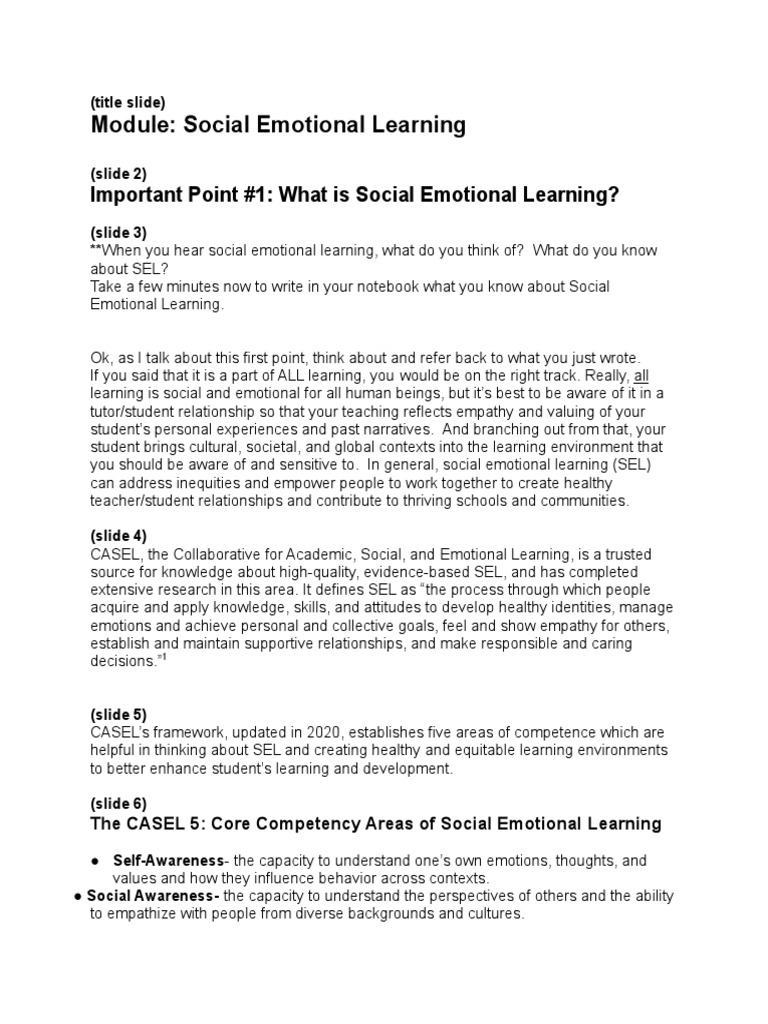 Important Point #1: What Is Social Emotional Learning? | PDF | Mindset ...