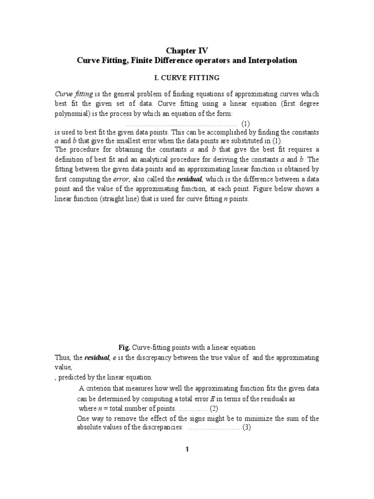 Curve Fitting, Finite Difference Operators and Interpolation | PDF | Interpolation | Errors And ...
