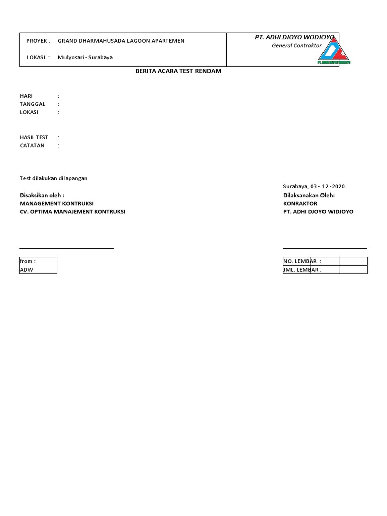 Uji Rendam Form | PDF