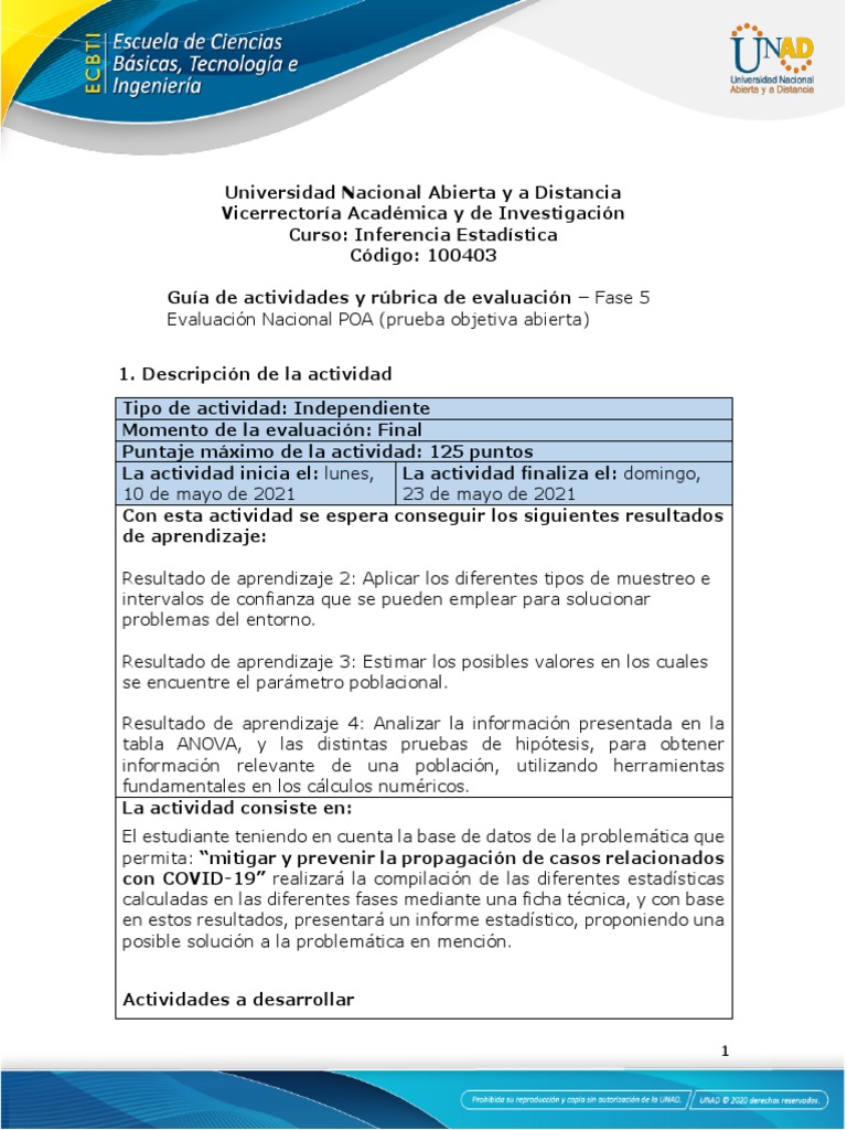 Guía de Actividades y Rúbrica de Evaluación - Fase 5 - Evaluación Nacional POA (Prueba Objetiva ...