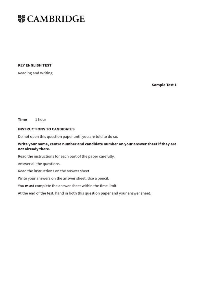 Key English Test | PDF