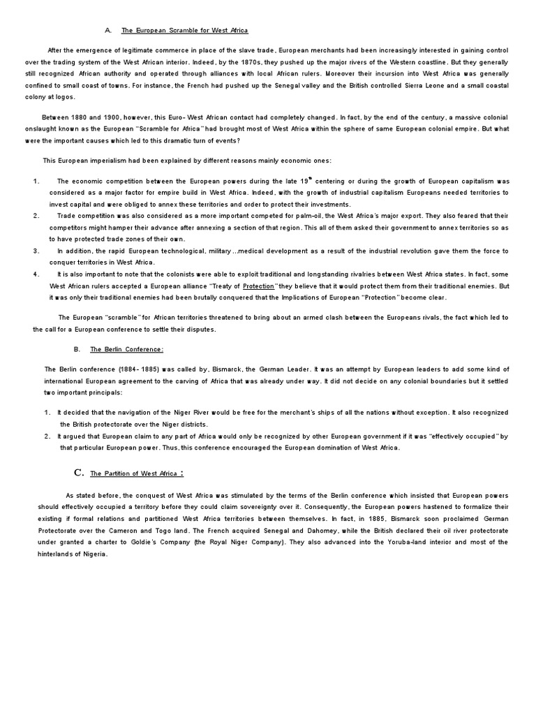 The European Scramble For West Africa | PDF | West Africa | Africa