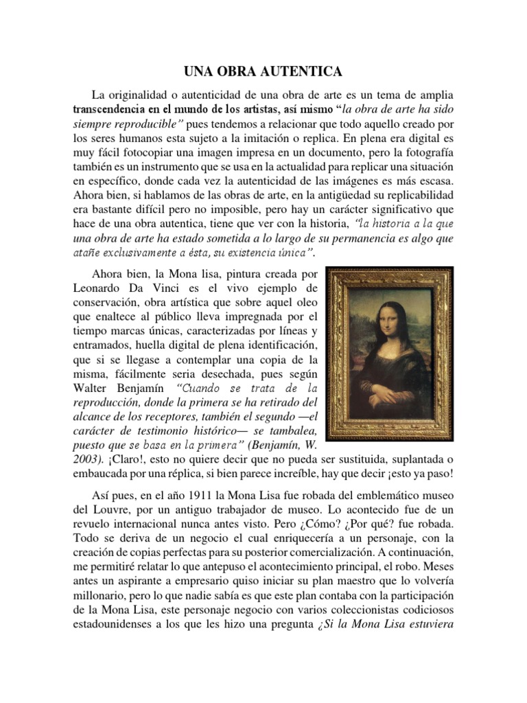 Autenticidad en Obras de Arte | PDF | Imagen | Esencia