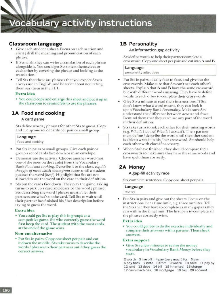 Vocabulary Key | PDF | Grammar | Linguistics