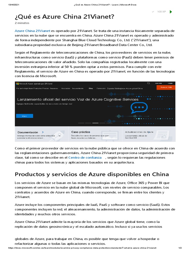 Azure China 21Vianet: Servicios en la Nube | PDF | Microsoft Azure ...