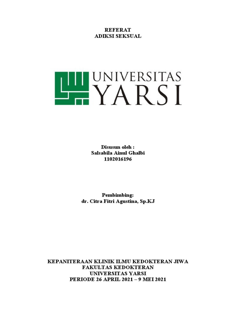 Referat Adiksi Seksual Salsabila Ainul Ghalbi (1102016196) | PDF