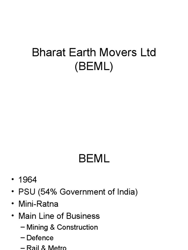 Bharat Earth Movers LTD (BEML) | PDF | Business Process | Economies