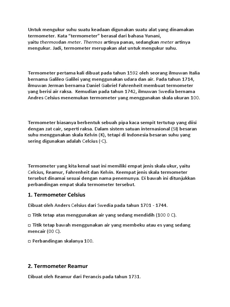 Termometer Sederhana | PDF | Sains & Matematika