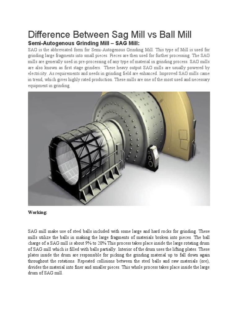 Difference Between Sag Mill Vs Ball Mill | PDF | Mill (Grinding ...