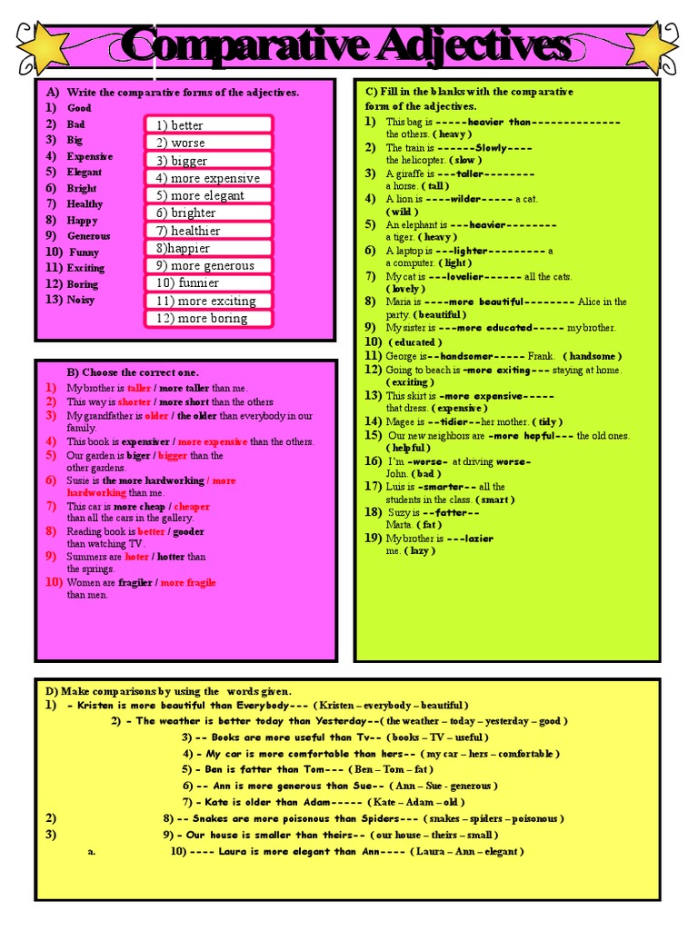 Comparative-Adjectives Exercises | PDF