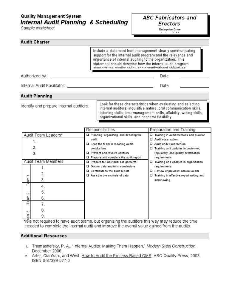 Internal Audit Planning and Scheduling Sample Format | PDF | Internal ...