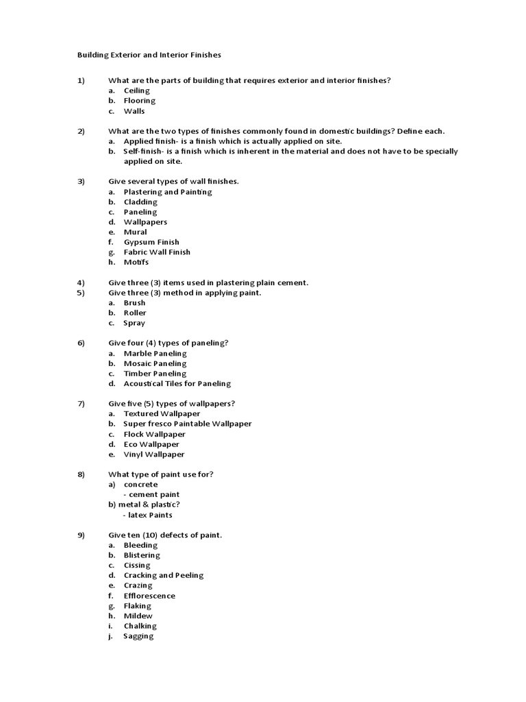 Building Exterior and Interior Finishes | PDF