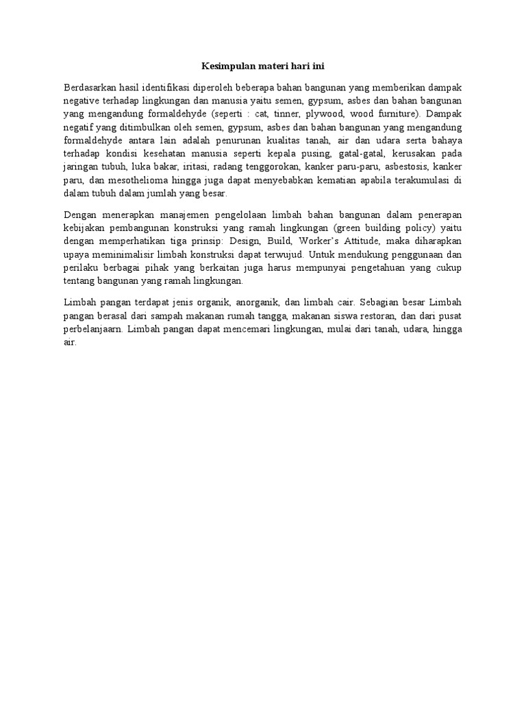 Kesimpulan PPT Presentasi Bahan Bangunan | PDF