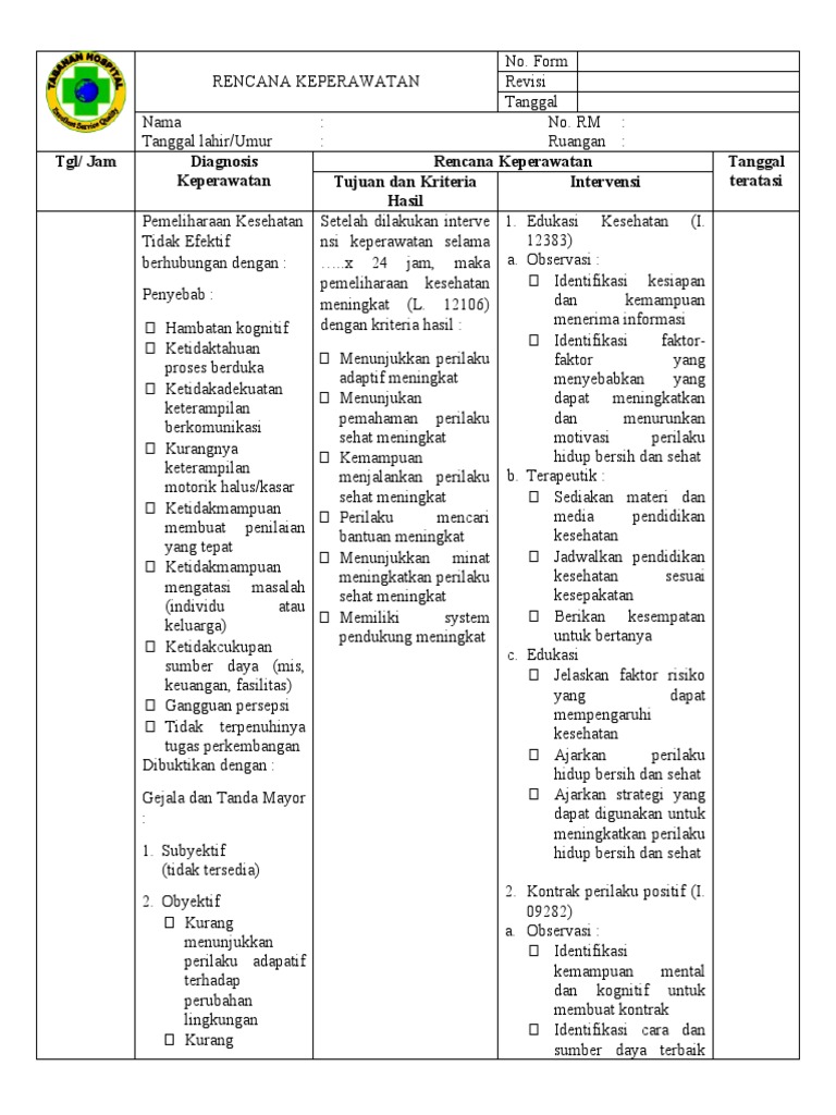 NCP D.0117 Pemeliharaan Kesehatan Tidak Efektif | PDF