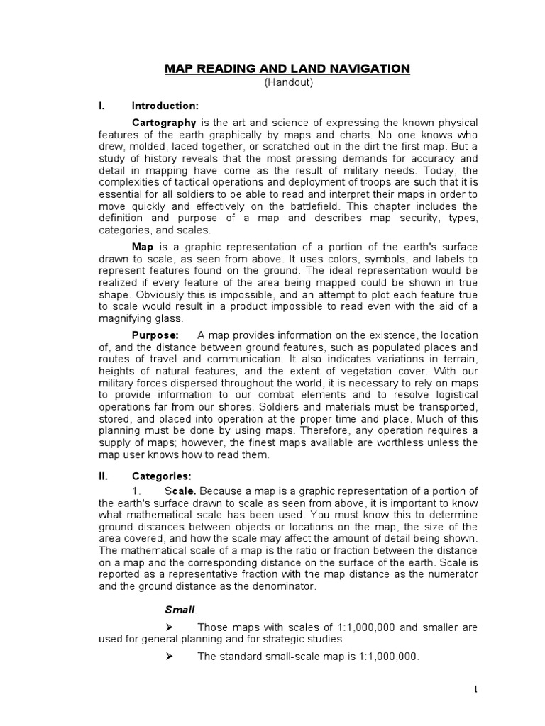 2 - Map Reading and Land Navigation Hand Outs | PDF | Map | Topography