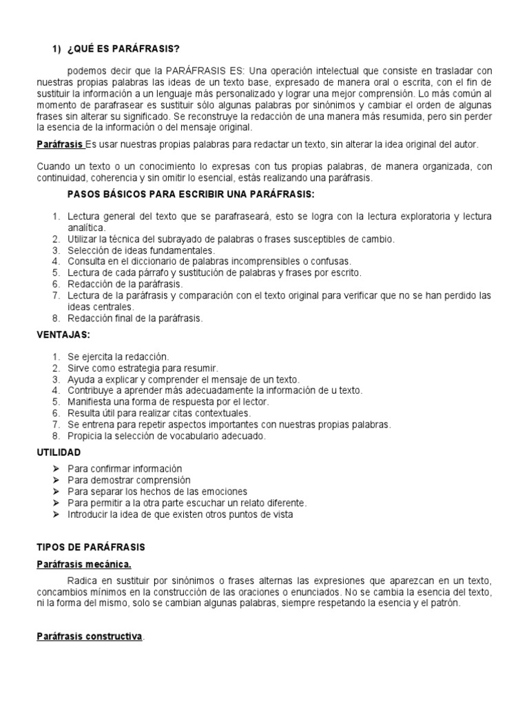Guía Práctica de Paráfrasis e Inferencias | PDF | Inferencia ...
