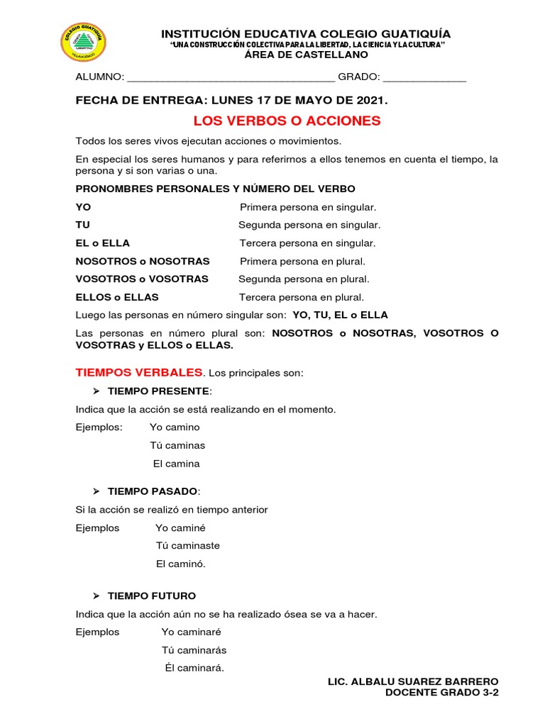 Verbos y Tiempos Verbales en Castellano | PDF | Plural | Verbo