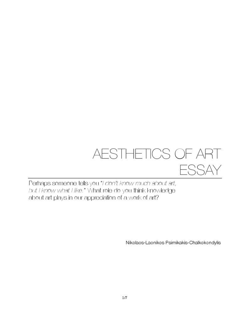 Aesthetics of Art Essay | PDF | Experience | Works Of Art