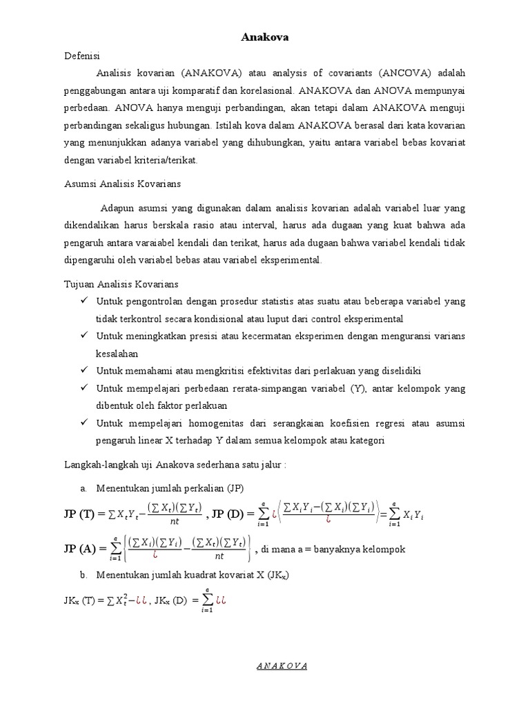 Analisis Kovarian: Panduan Lengkap | PDF