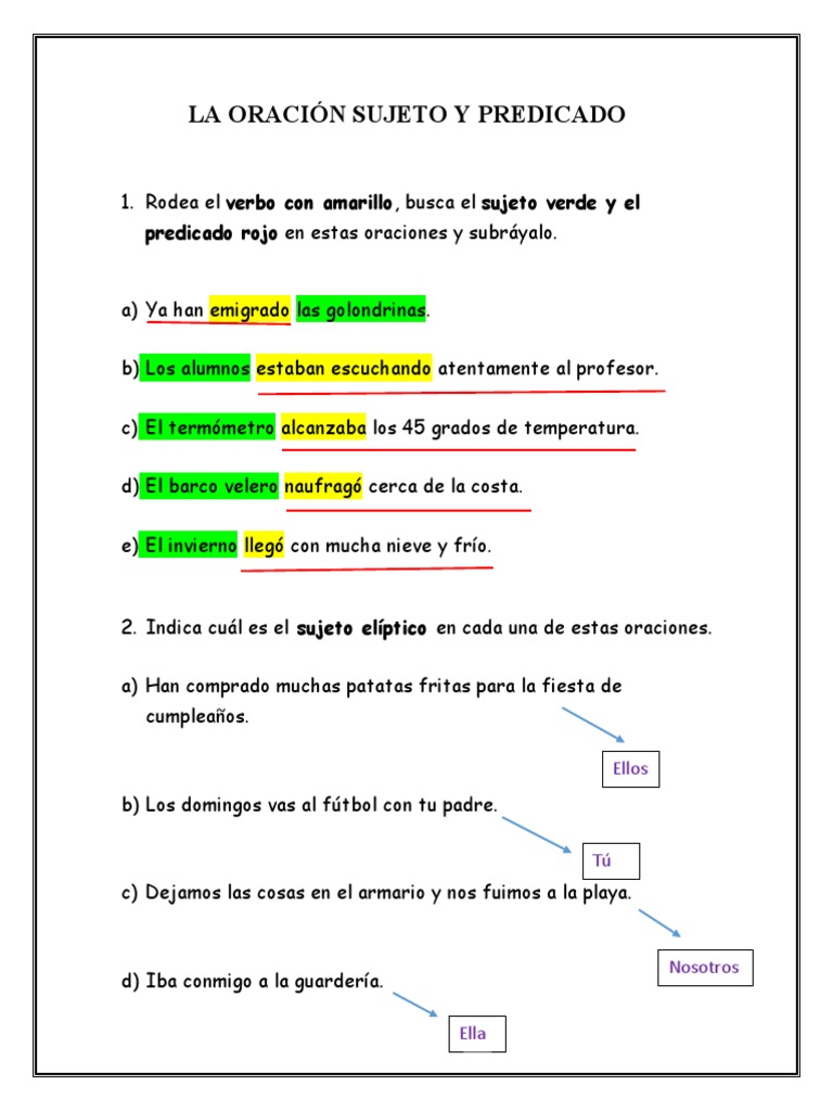La Oración Sujeto y Predicado | PDF