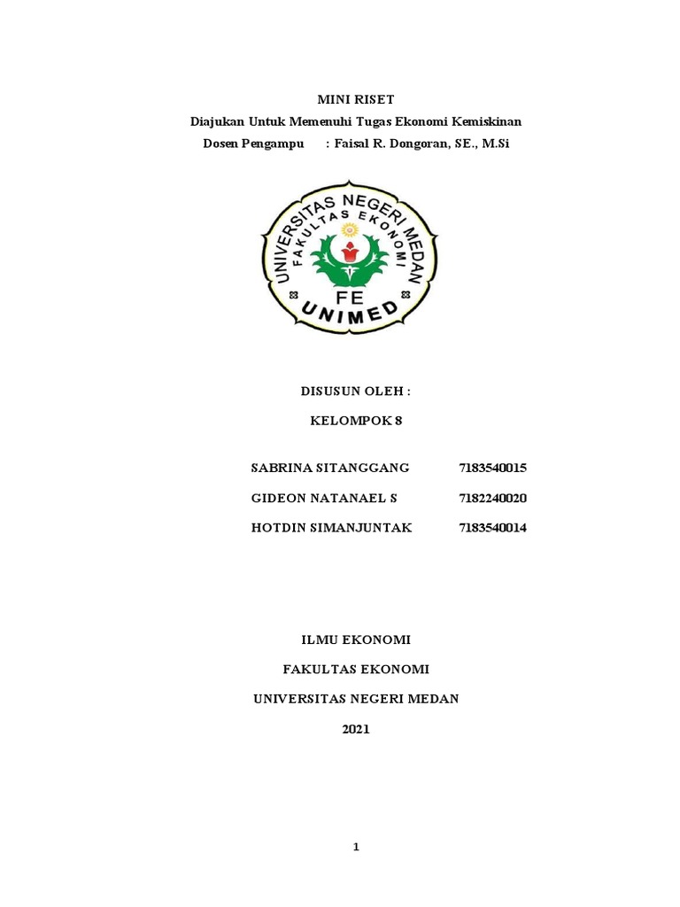 Mini Riset Ekonomi Kemiskinan Kelompok 8 | PDF