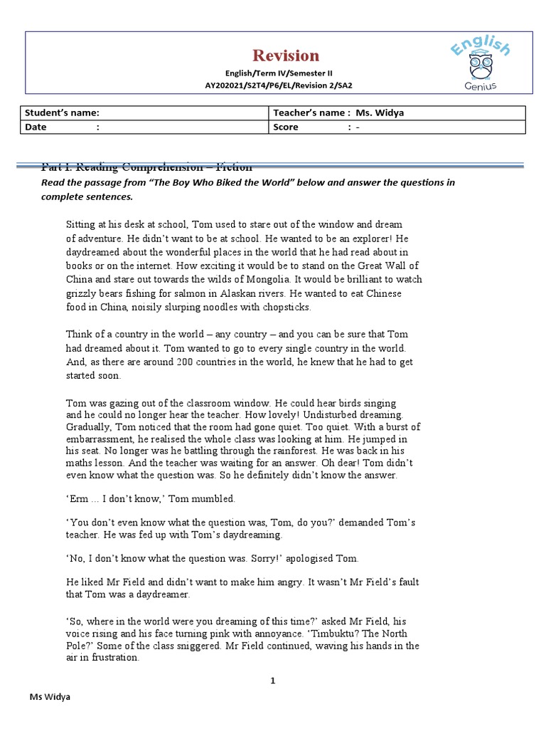Revision 2 - SA2 (Answer Keys) | PDF | Narration