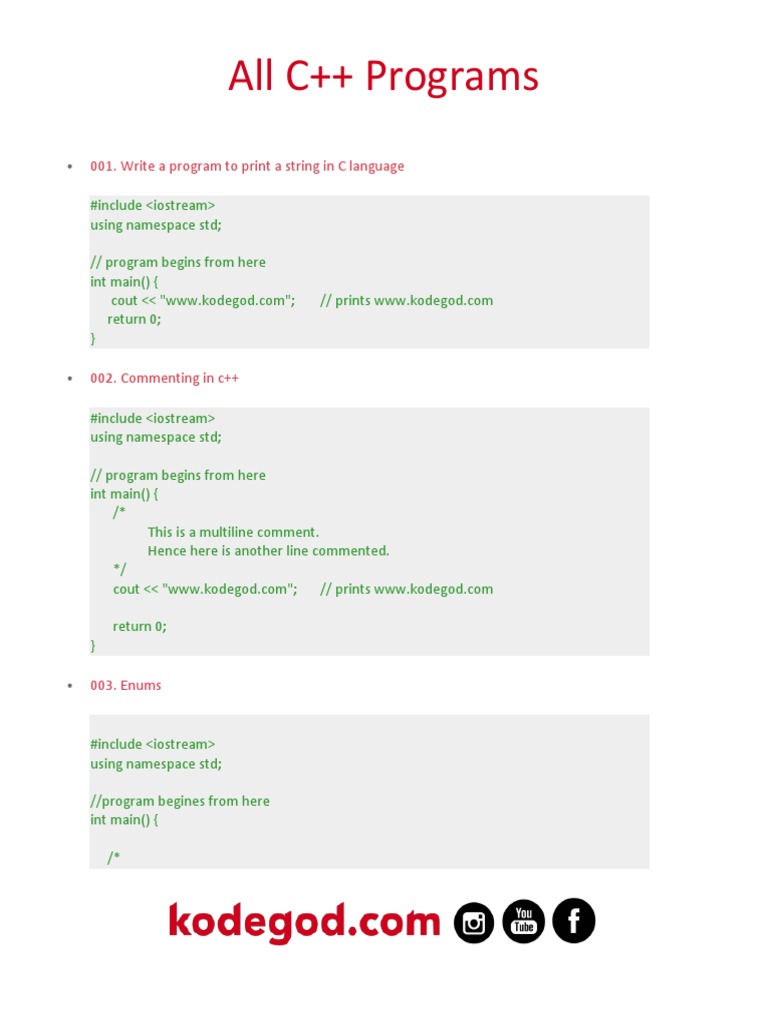 All Cpp Programs Pdf Pointer Computer Programming Namespace 2553