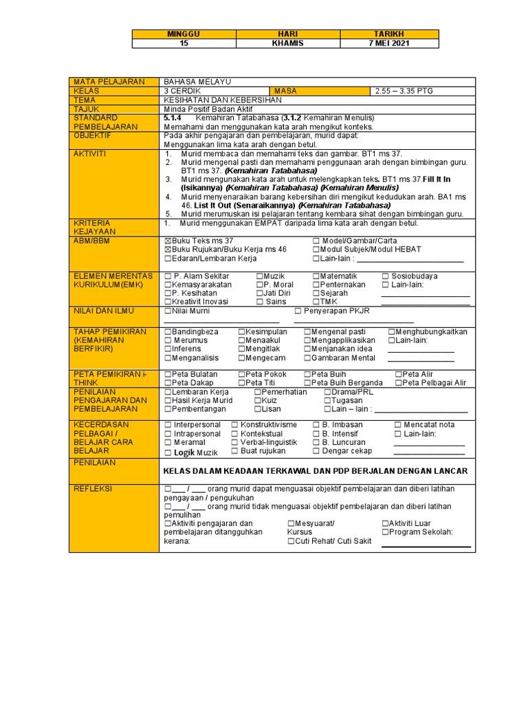 RPH BM Tahun 3 | PDF