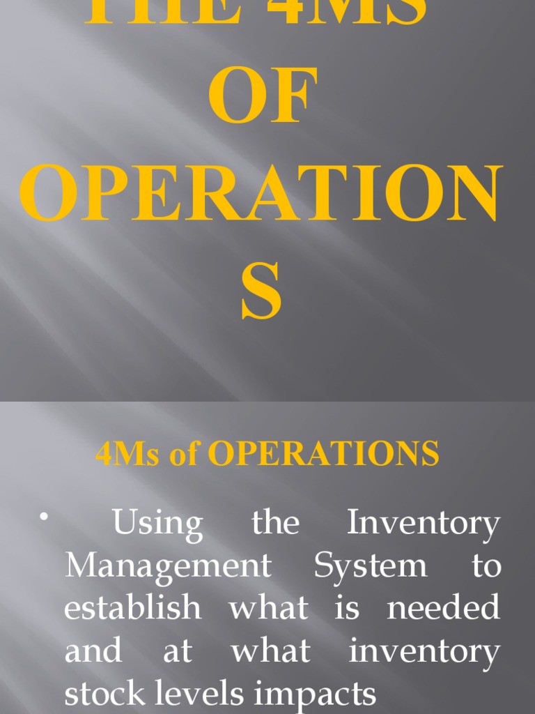 4.0-THE 4Ms of OPERATIONS | PDF