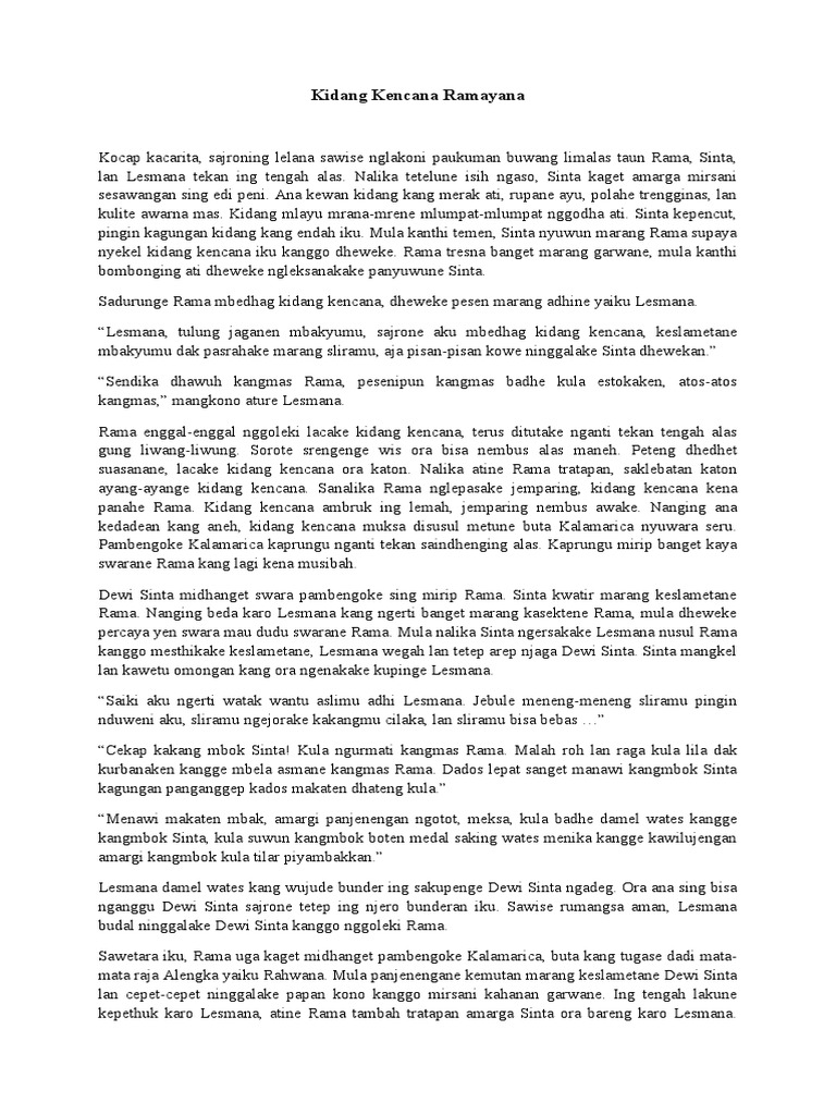 Cerita Kidang Kencana dalam Ramayana | PDF