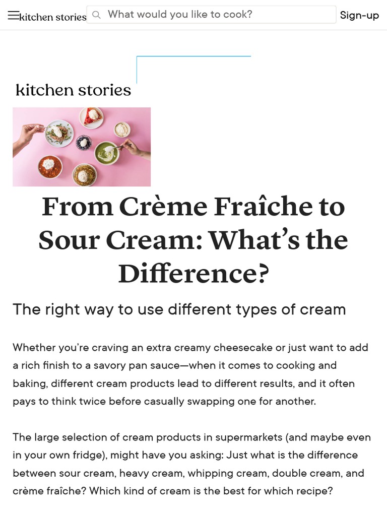 From Crème Fraîche To Sour Cream: What's The Difference? | PDF | Cream ...