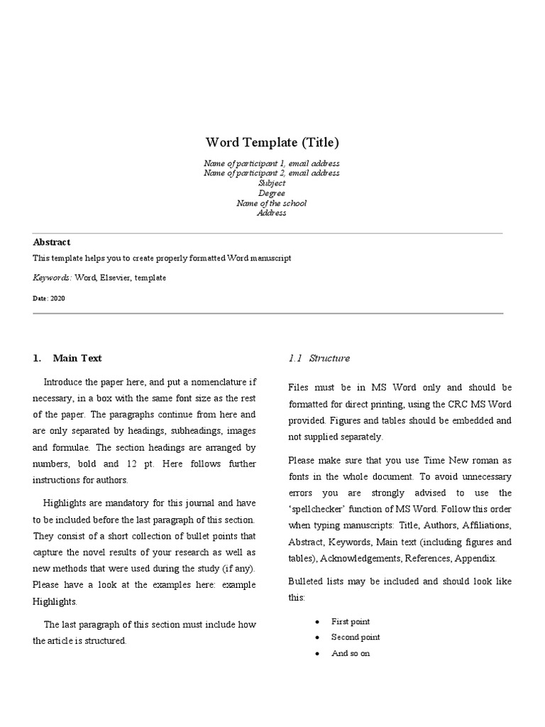 Word Template | PDF | Microsoft Word | Paragraph