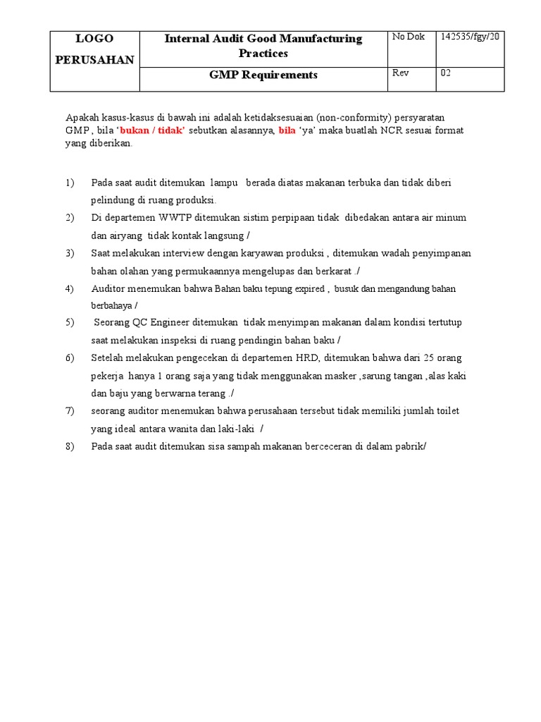 2.workshop II Internal Audit GMP | PDF